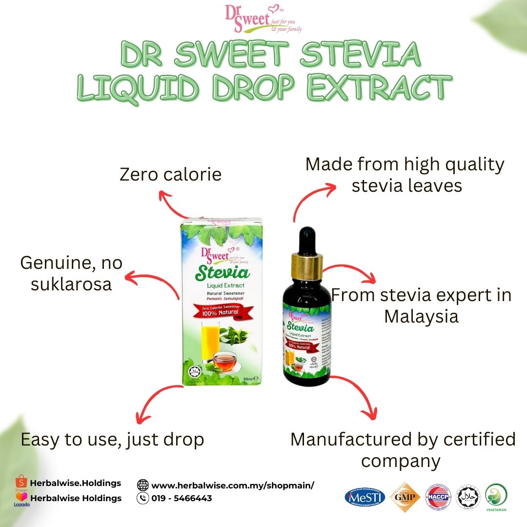 10ml Dr Sweet Liquid Stevia Extract / Stevia Sweetener / Gula Stevia ...