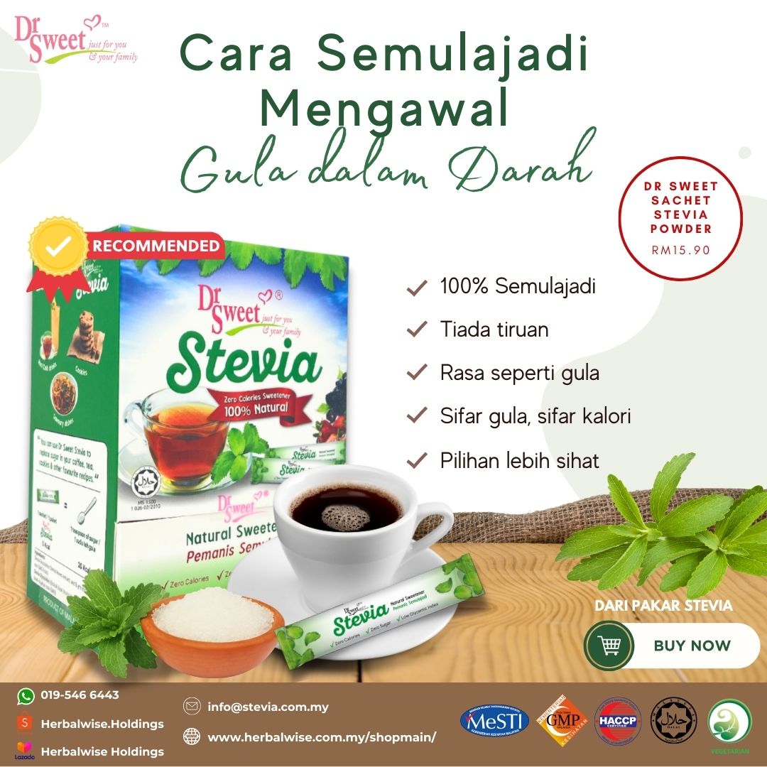 2g x 50 pieces Dr Sweet Sachet Stevia Powder / Stevia Sweetener / Gula ...